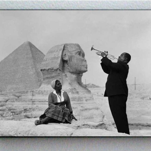 Art | Rare Framed Louis Armstrong Playing Pyramid Sphinx Wife Vintage ...